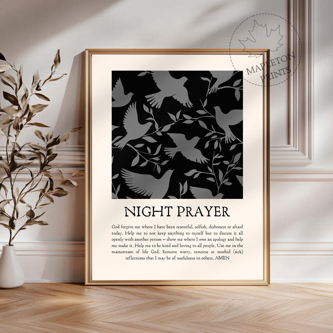 AA Night Prayer Printable Alcoholics Anonymous Print | Recovery and ...