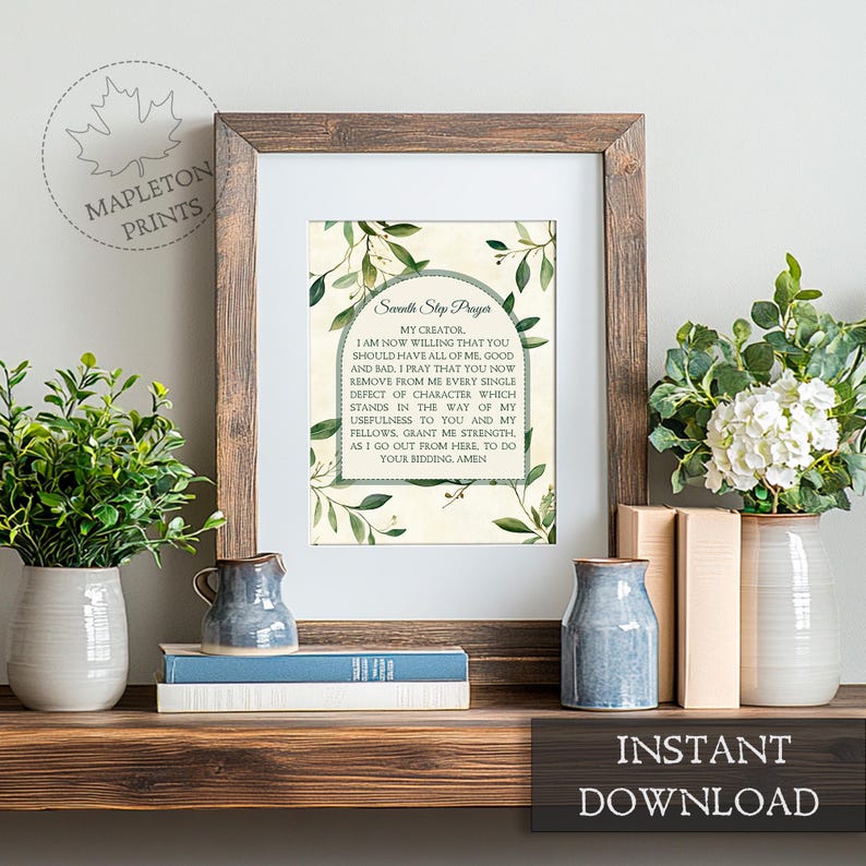 Seventh Step Prayer Printable: AA Recovery Wall Art (digital Download ...