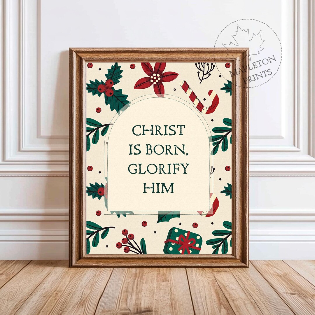 Christ is Born Print, Printable Christmas Christian Quote Wall Art ...