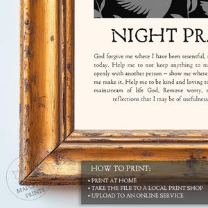 AA Night Prayer Printable: Recovery & Healing Wall Art (digital ...