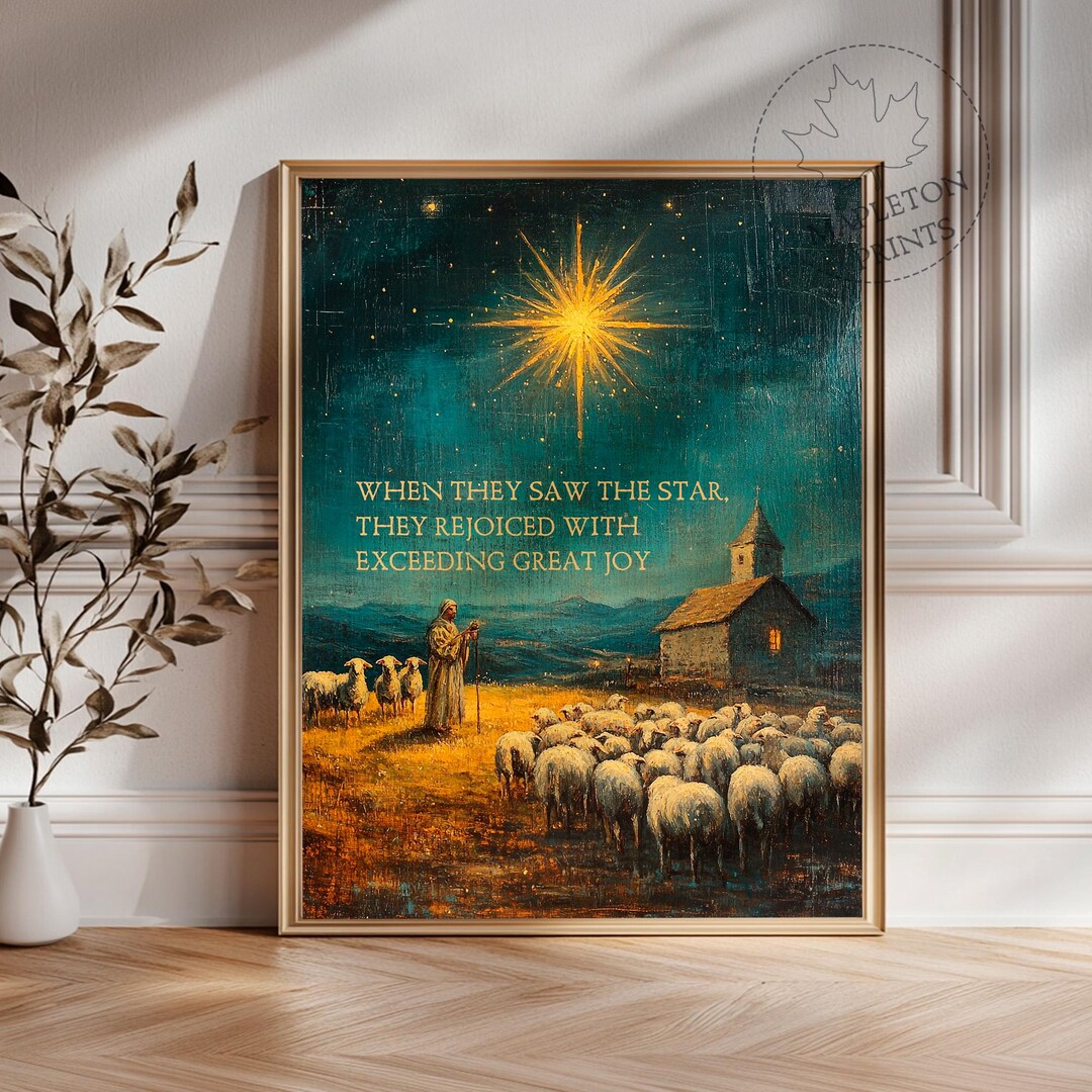 Matthew 2:10 Christmas Bible Verse Wall Art | Christmas Star Nativity ...