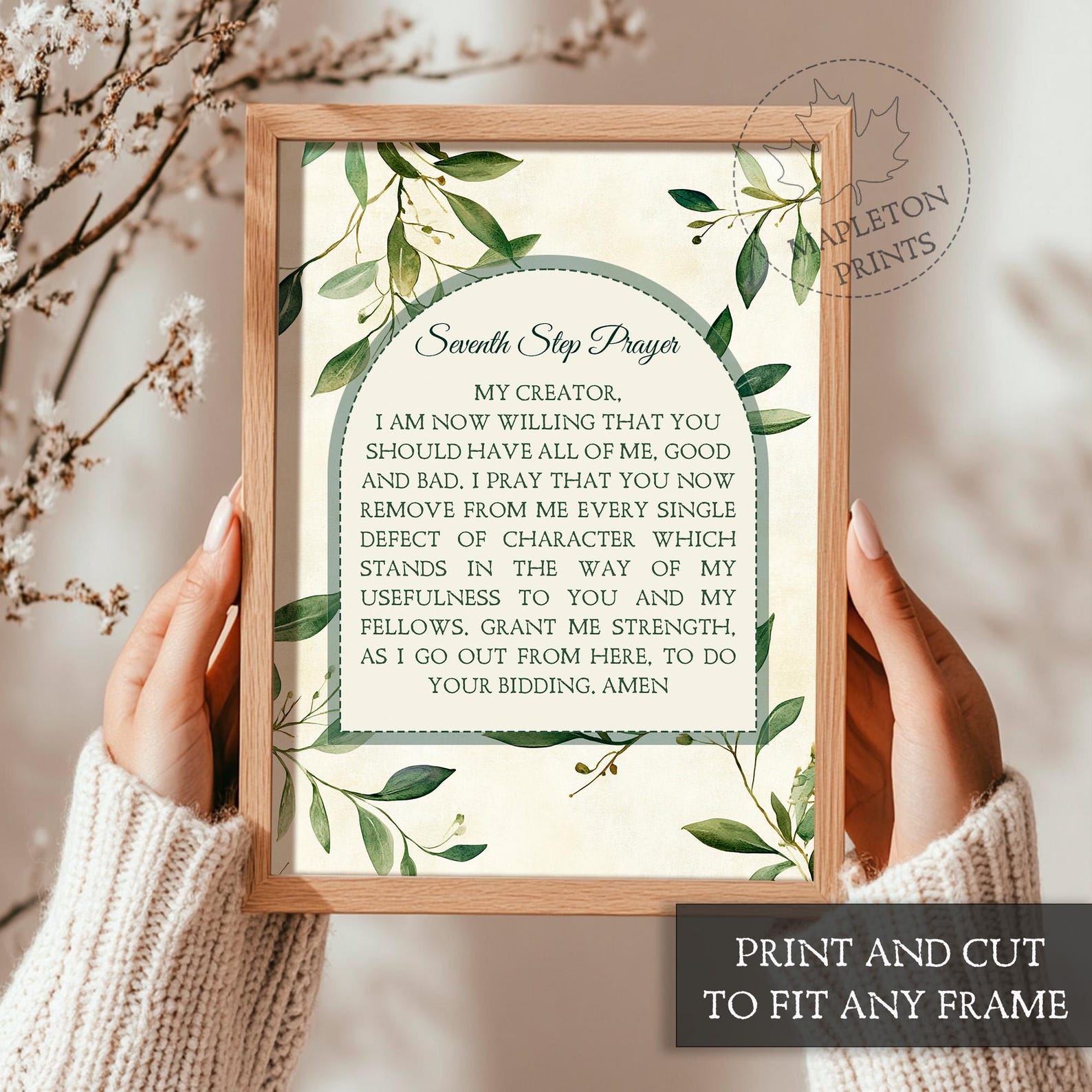 Seventh Step Prayer Printable: AA Recovery Wall Art (digital Download ...