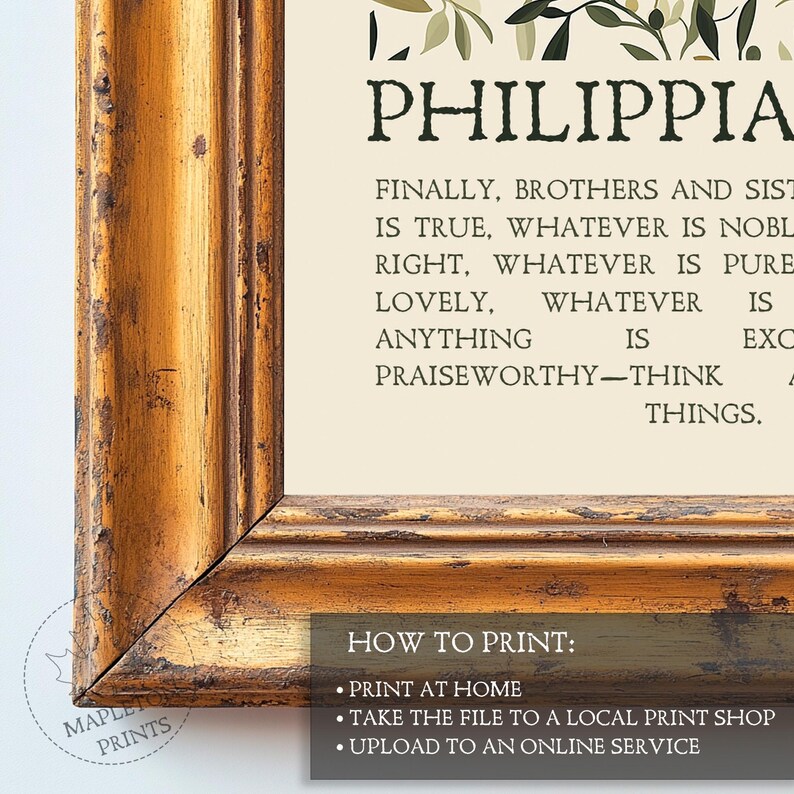 Christian Wall Art | Philippians 4:8 Bible Verse Wall Print | Printable ...