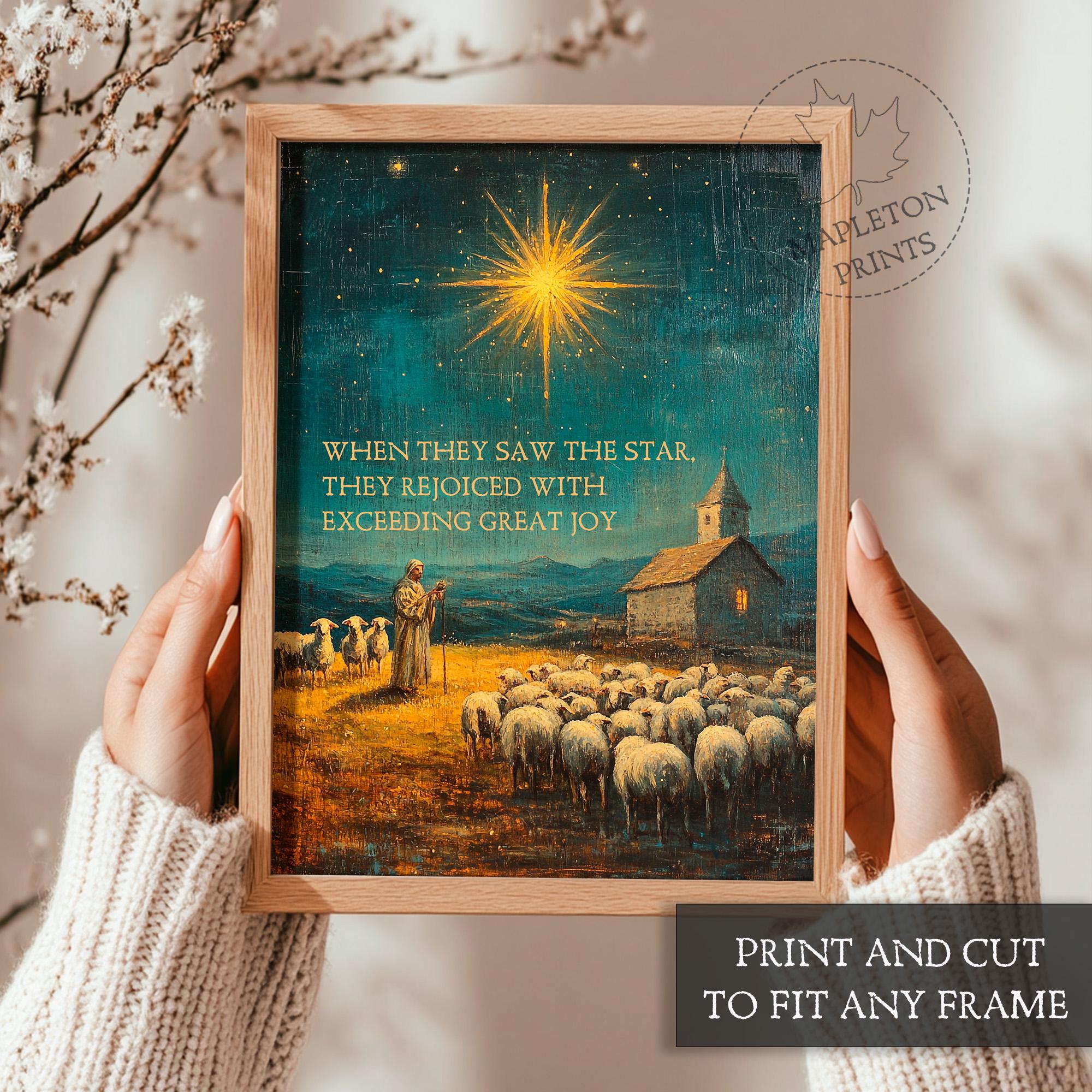 Matthew 2:10 Christmas Bible Verse Wall Art | Christmas Star Nativity ...