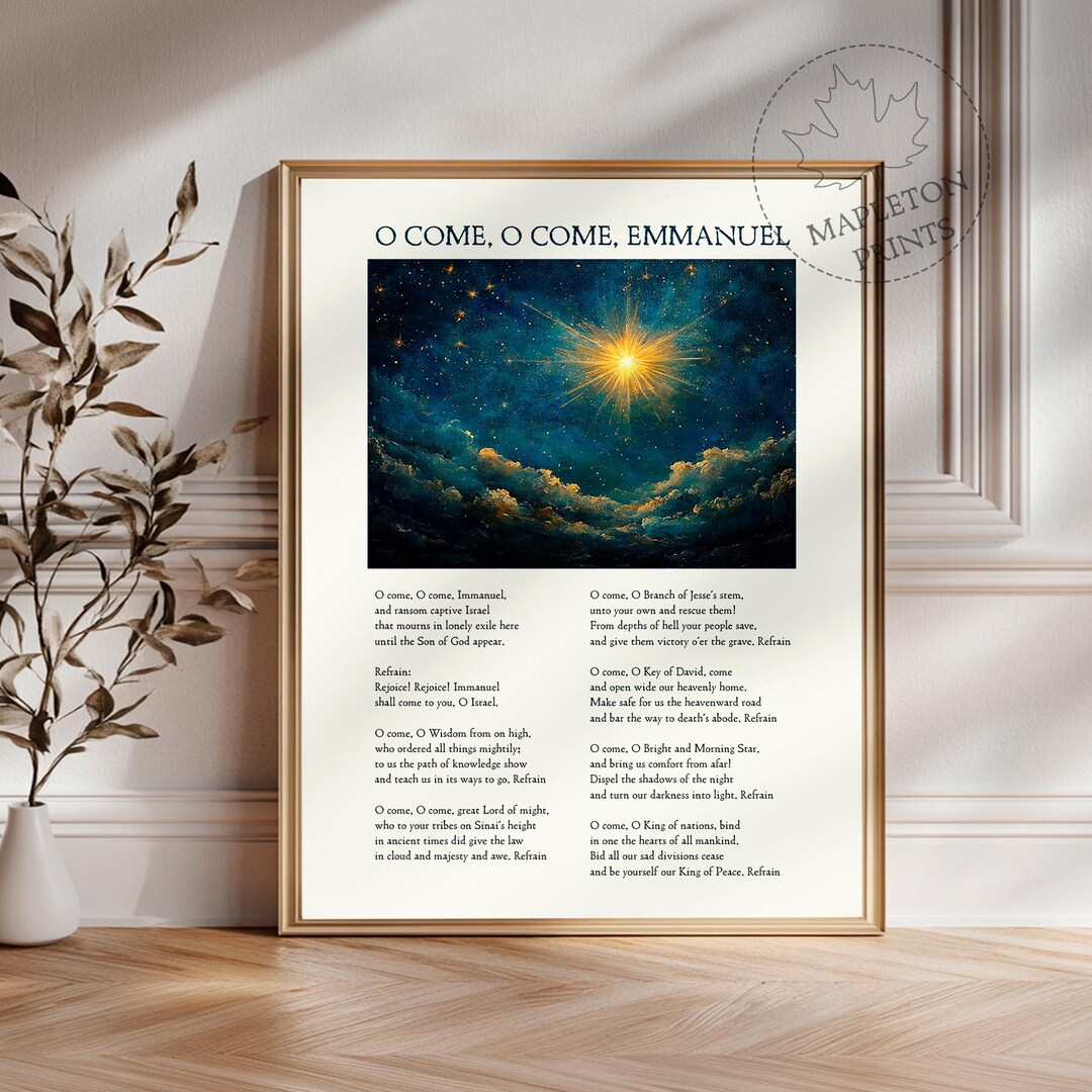 O Come O Come Emmanuel Printable Wall Art | Christmas Song Lyrics Print ...