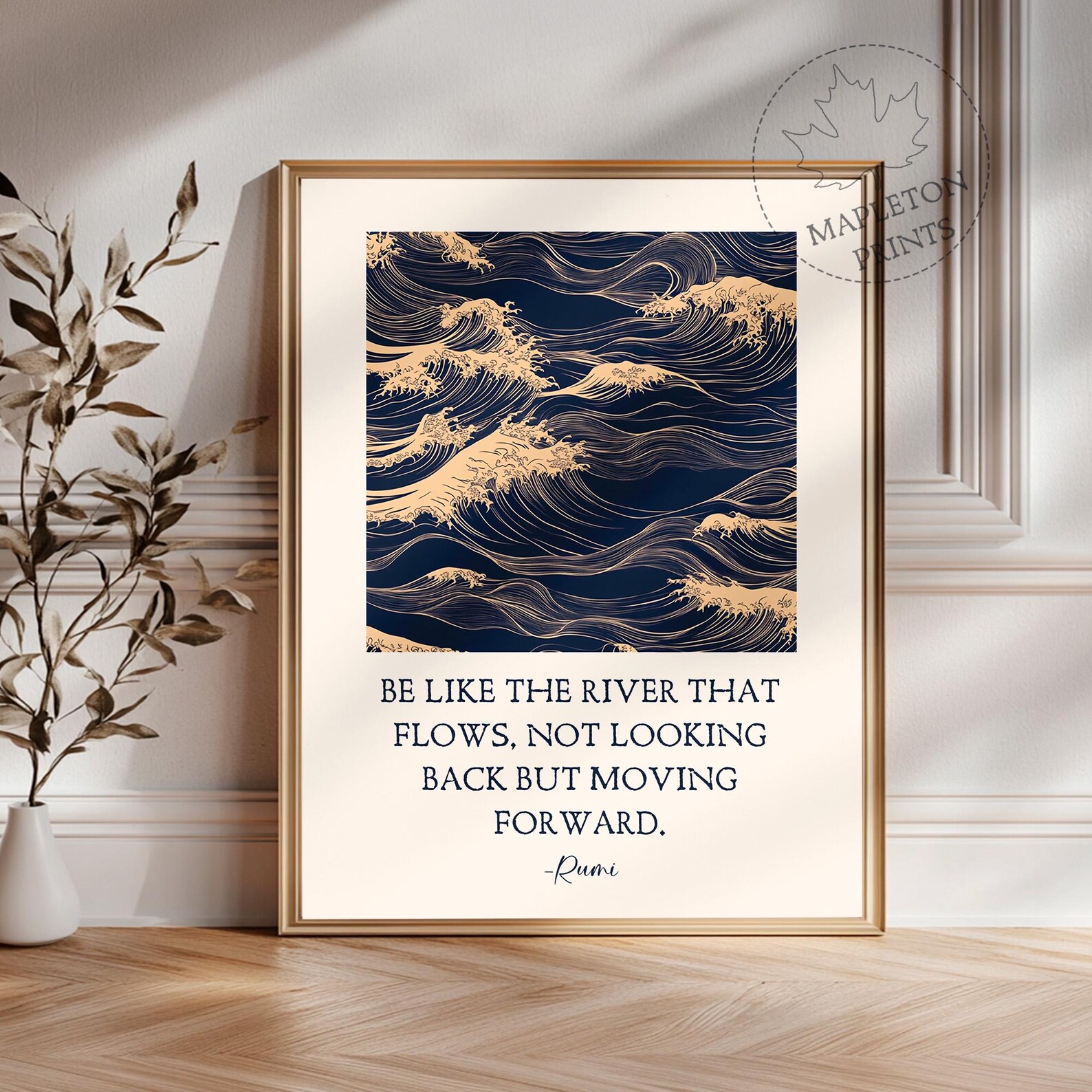 Impresión con cita de Rumi, arte de pared imprimible con olas ...