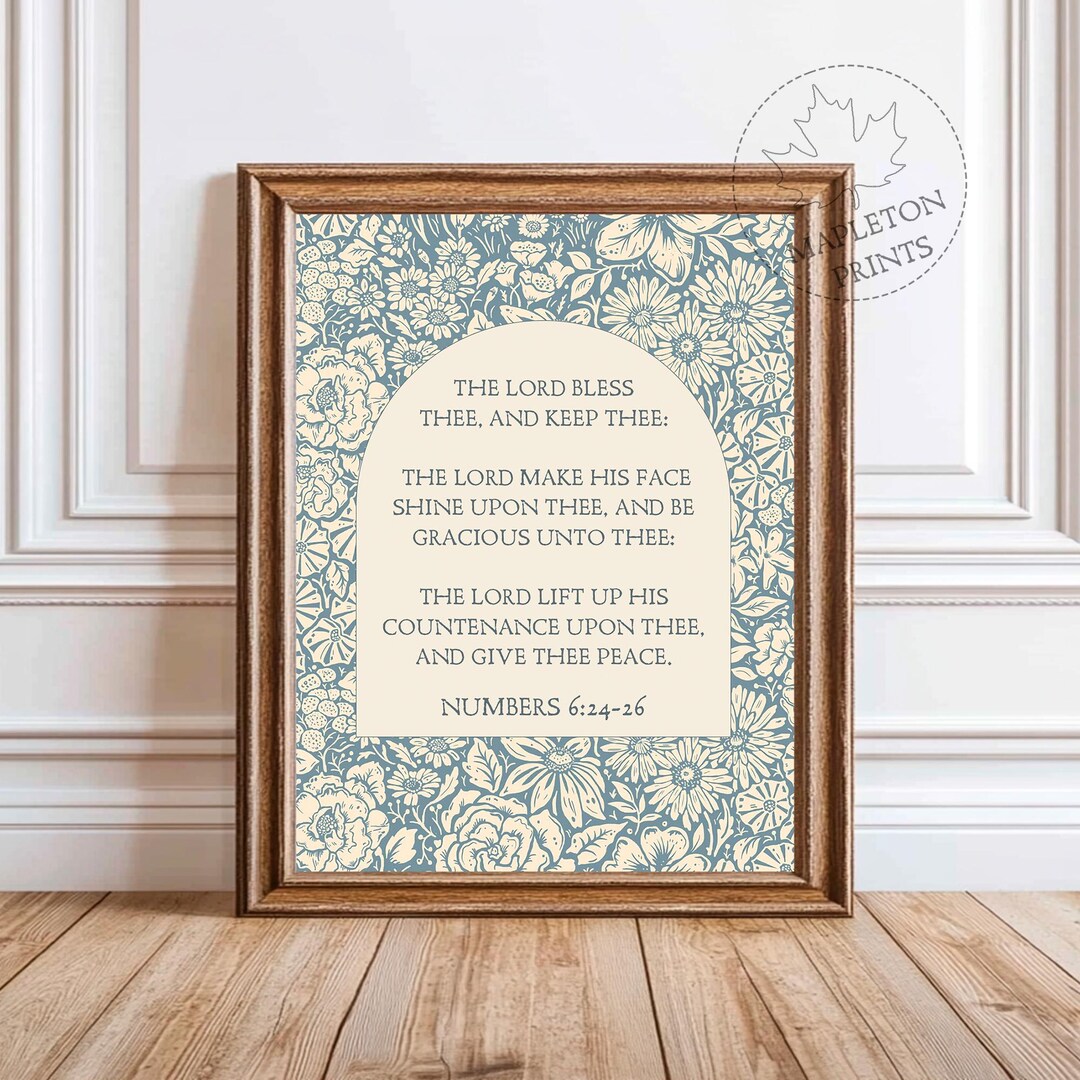 Bible Blessing Print, Printable Numbers 6 24 26 Floral Wall Art ...