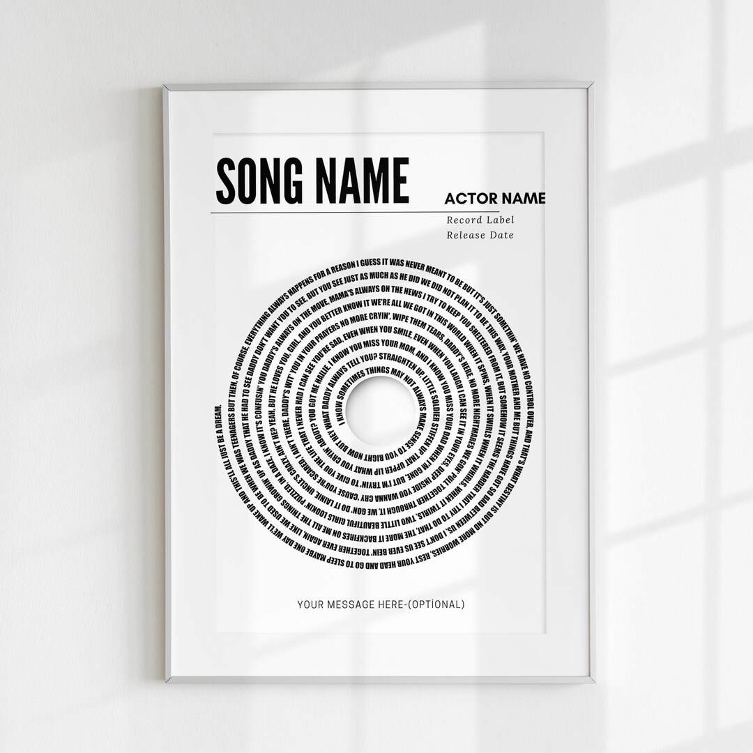 Custom Music Print, Album Cover, Custom Vinyl Lyrics, Custom Music ...