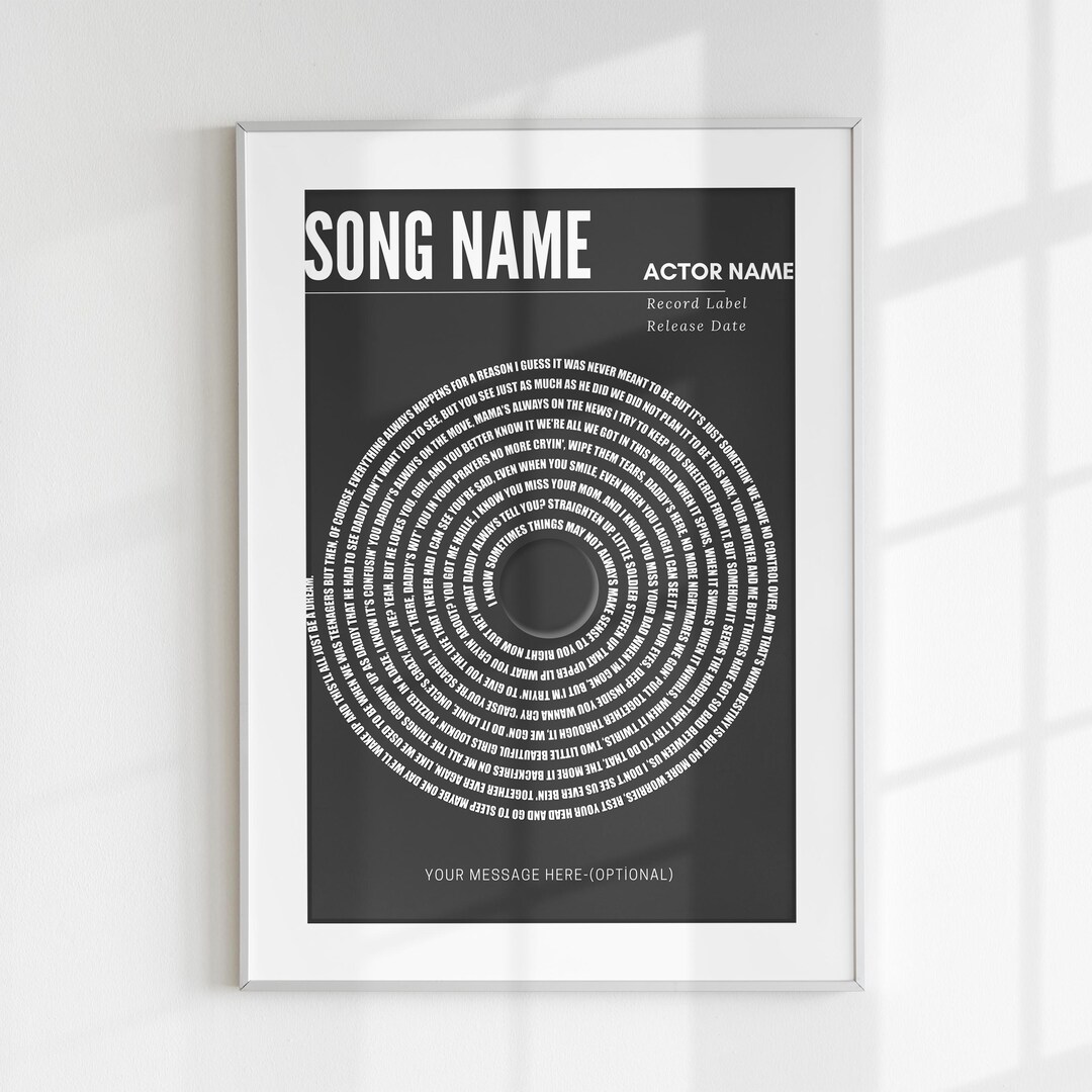 Custom Music Print, Album Cover, Custom Vinyl Lyrics, Custom Music ...