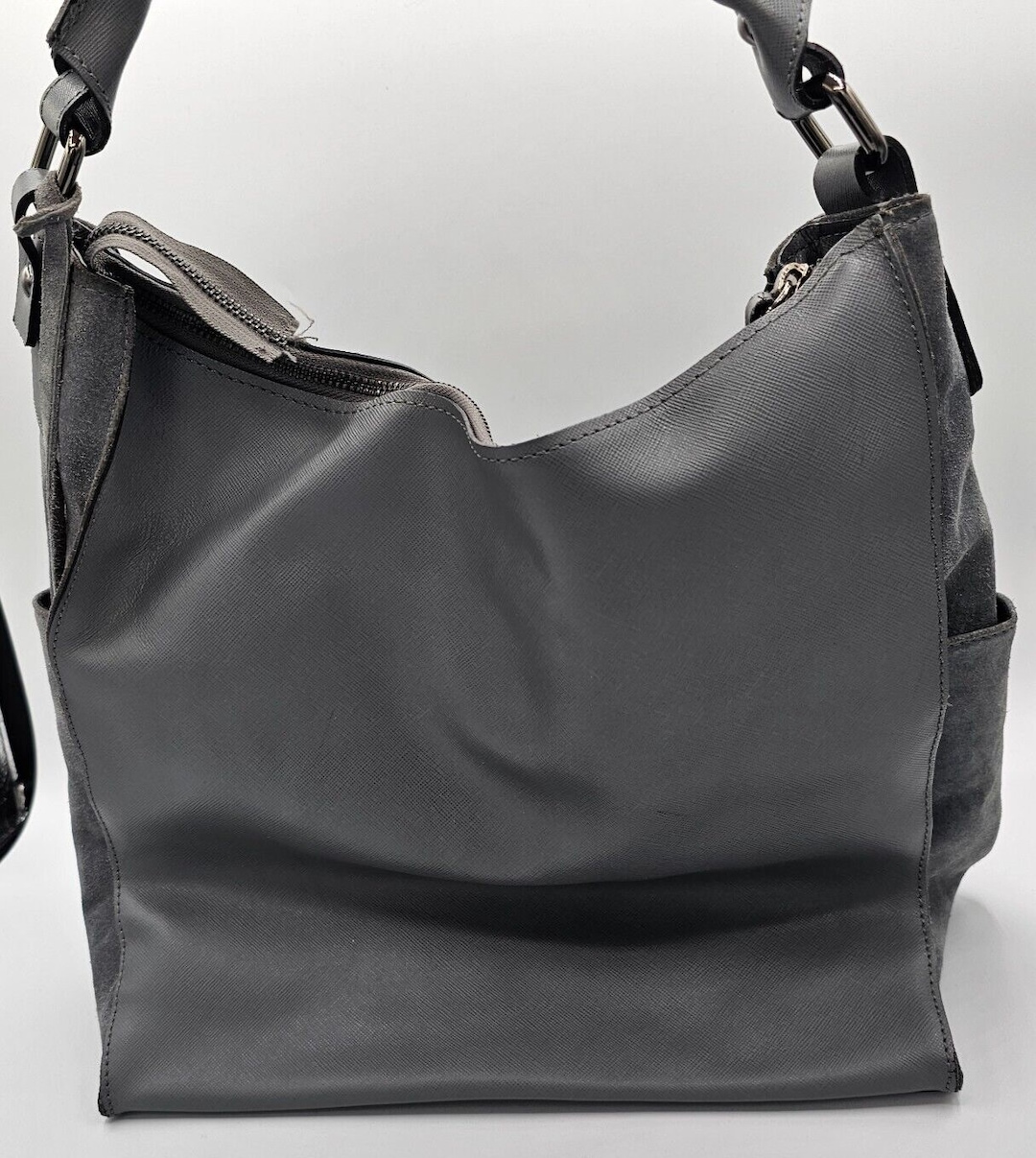 Innue Italian Leather Gray Hobo Handbag - Etsy