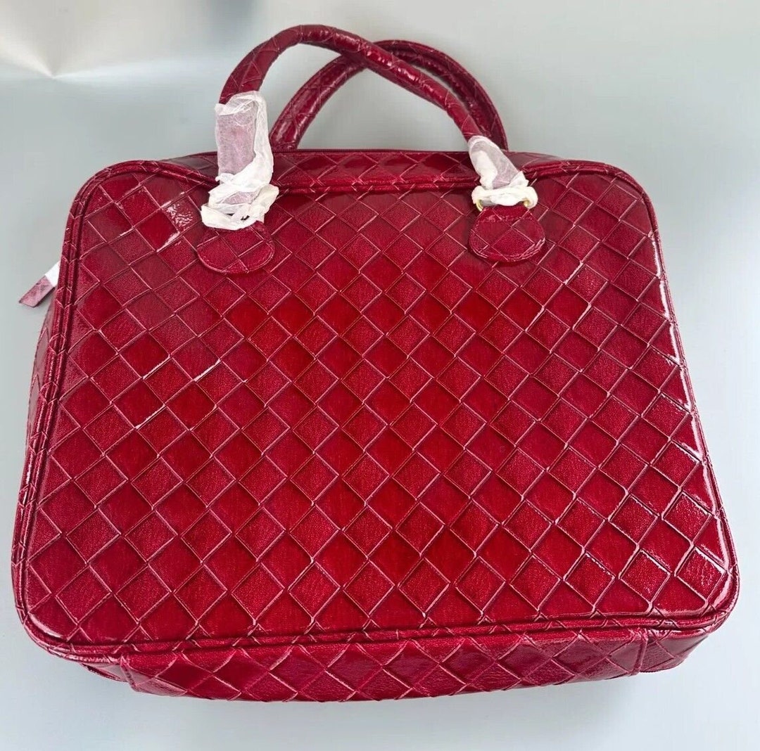 Estee Lauder Red Woven Makeup Bag Purse Handbag Accessory Bag Vintage ...