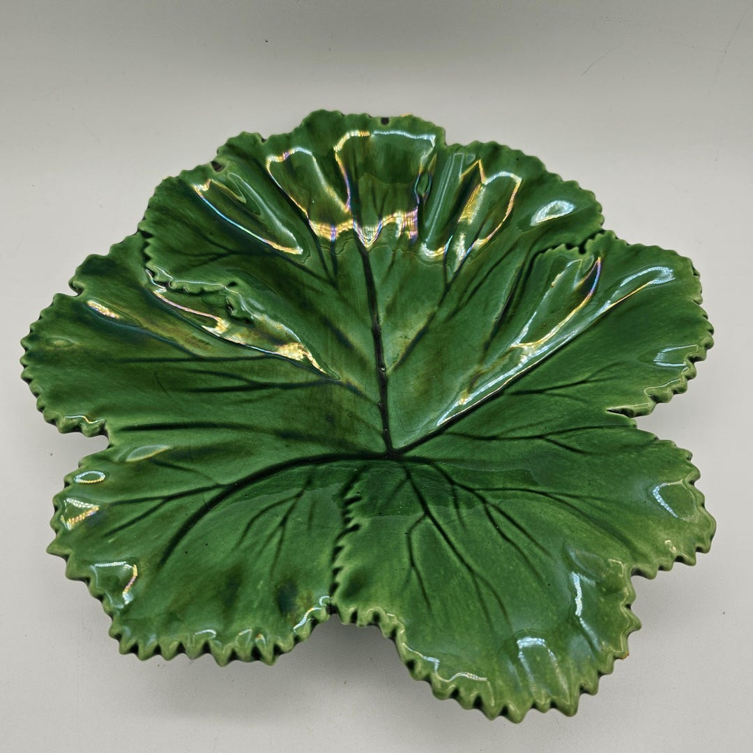 Majolica Lettuce Leaf Tray Made in Portugal Green Porcelain Dish - Etsy