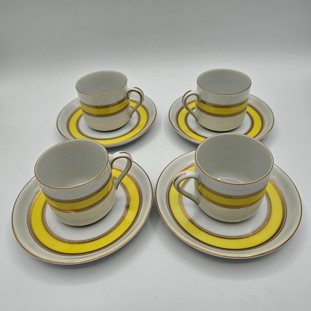 Fitz & Floyd Flat Demitasse Cup and Saucer Set Gold and Yellow Color ...