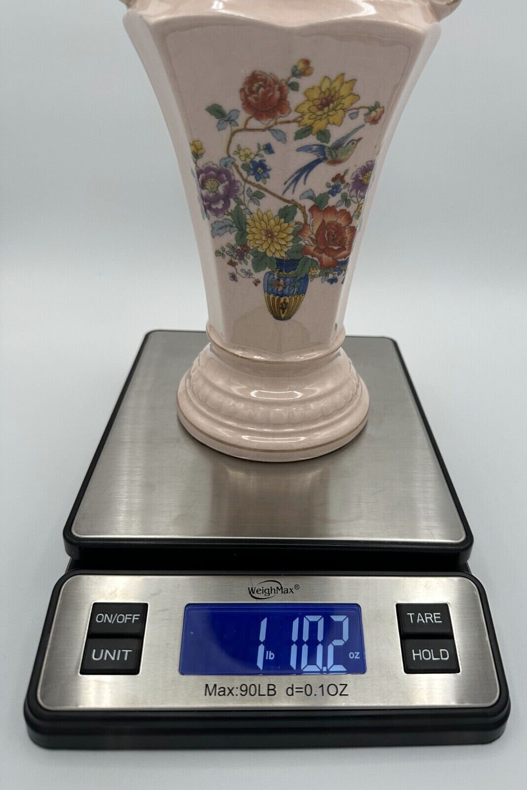 Victorian Hand Painted Table Lamp Base-body Ceramic Pink ~ Floral and ...