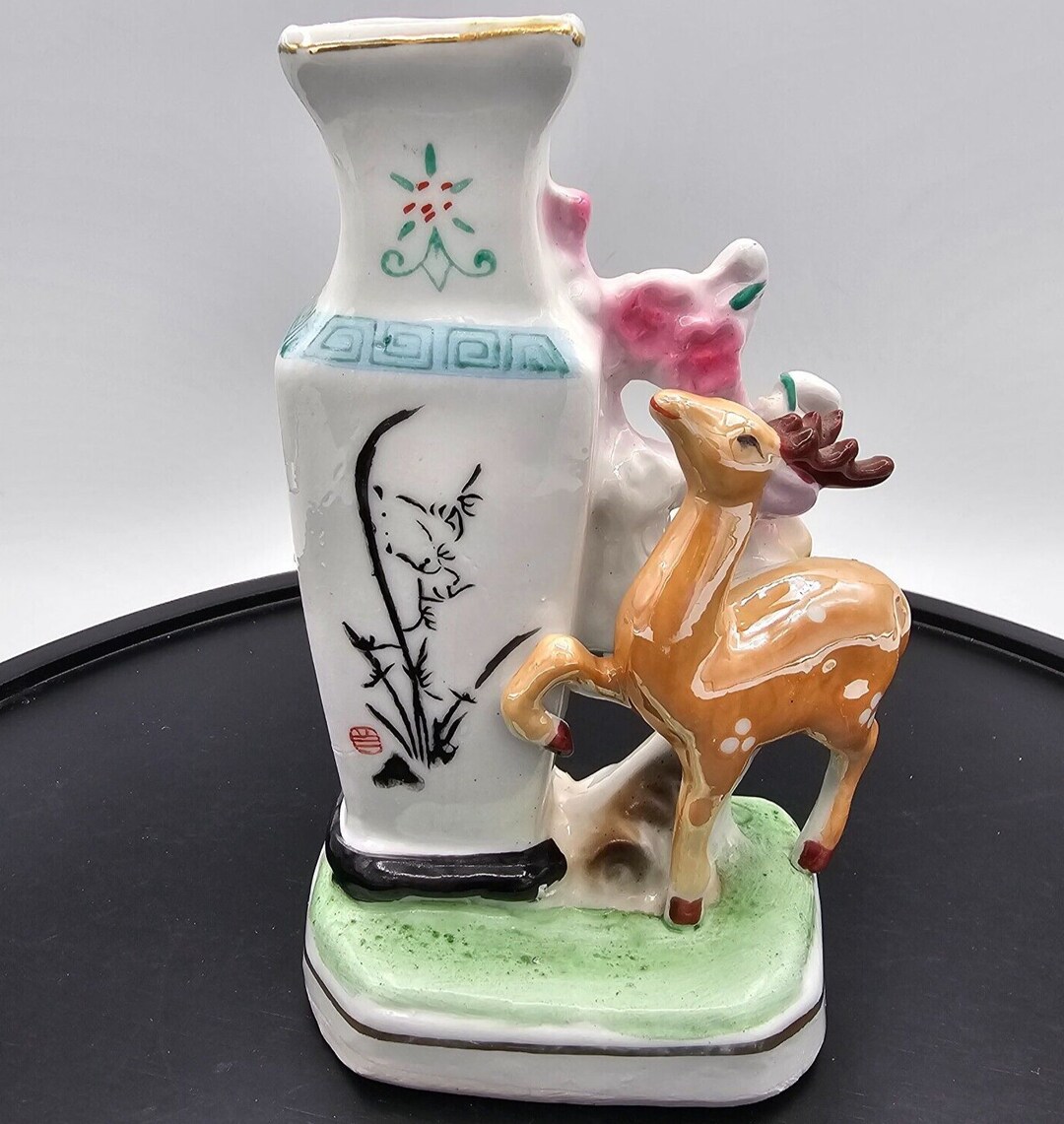 Chinese Deer Vase Vintage - Etsy