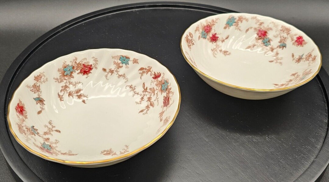 Minton Ancestral Set of 2 Small Fine Bone China Ceramic Porcelain Bowls ...