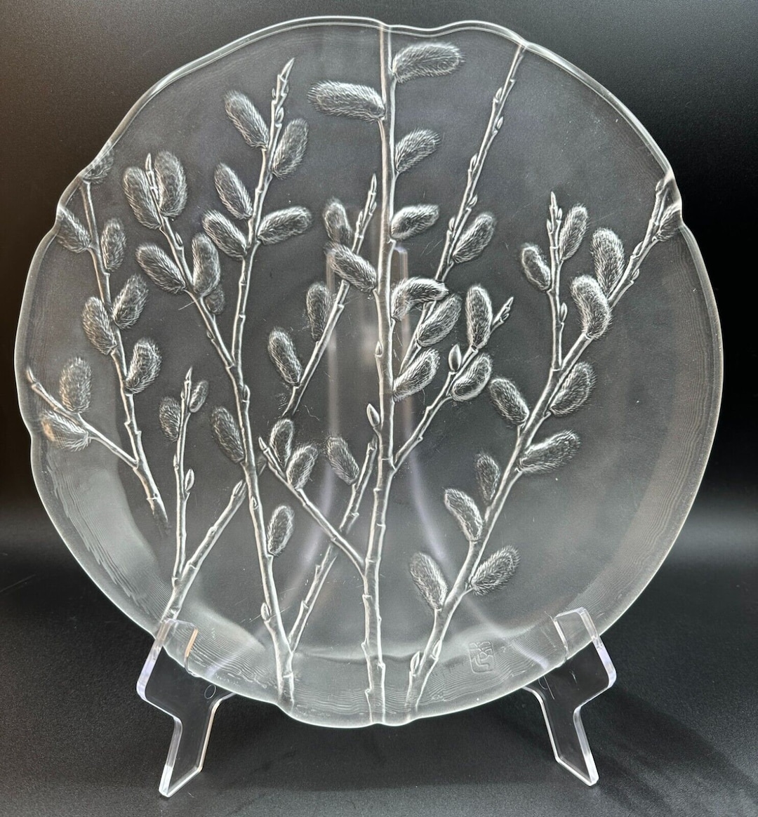 Japanese Hoya Crystal Hand Engraved/frosted Pussy Willow Torte Plate ...