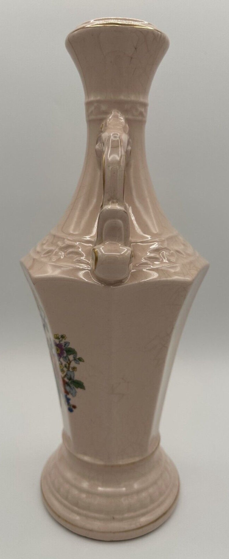 Victorian Hand Painted Table Lamp Base-body Ceramic Pink ~ Floral and ...