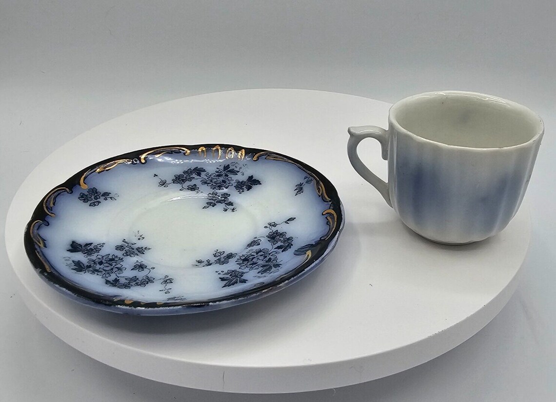 Chiswick Ridgway England China Teacup and Saucer Blue Cobalt and Gold ...