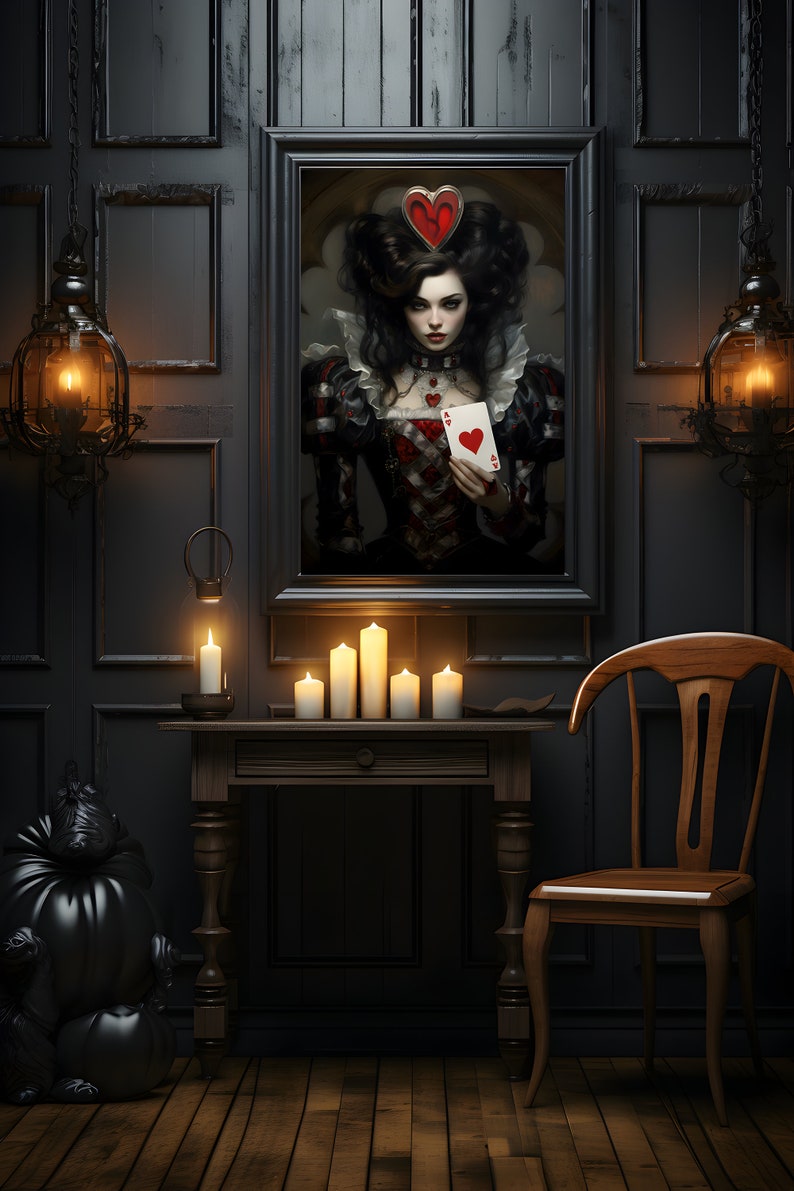 Gothic Queen of Hearts, Gothic Art Print, Dark Poster Art, Dark Fairy ...