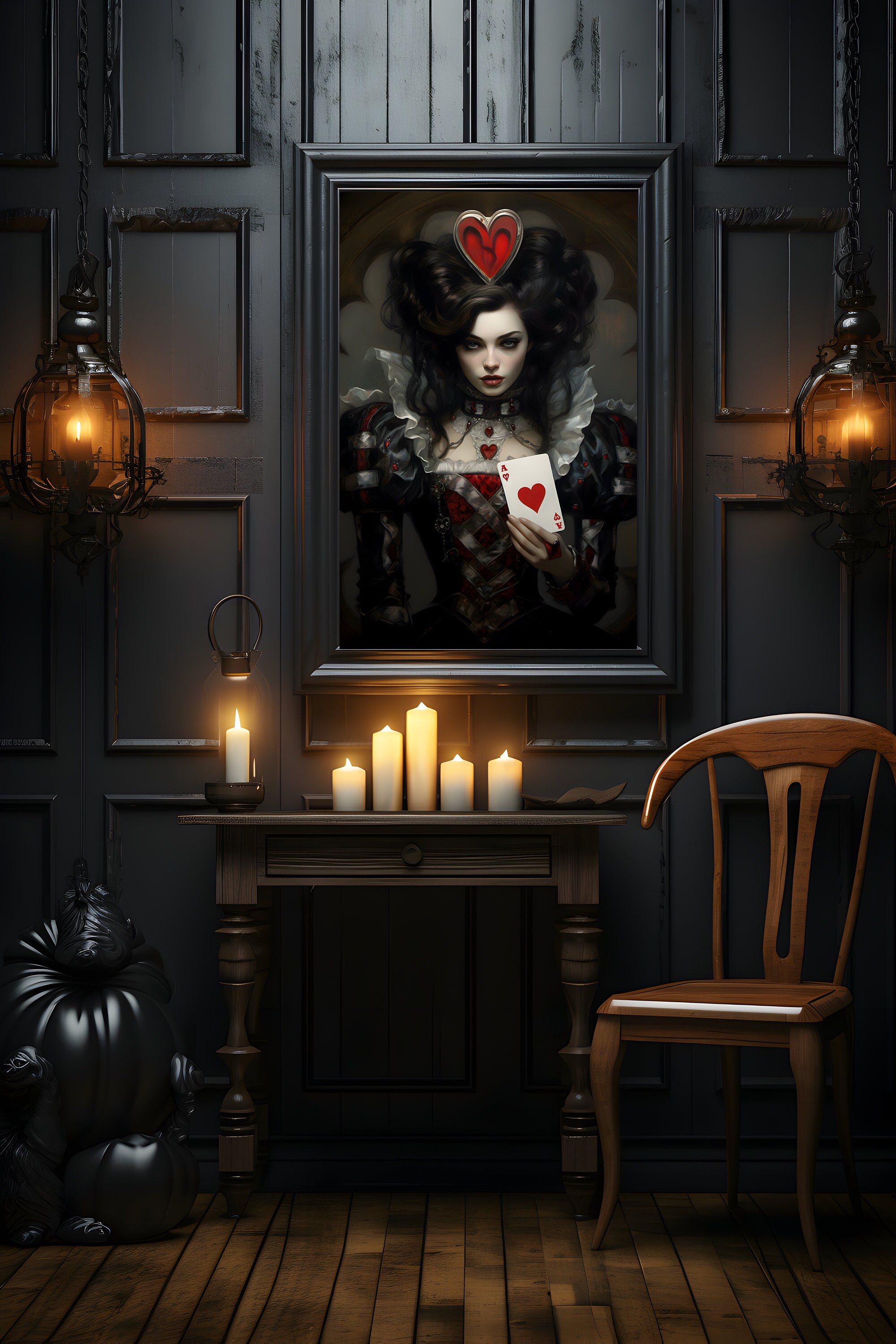 Gothic Queen of Hearts, Gothic Art Print, Dark Poster Art, Dark Fairy ...