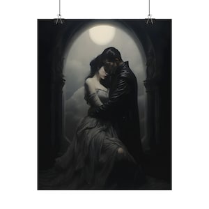 Lunar Love, Gothic Romance Poster, Art Poster Print, Gothic Home Decor ...