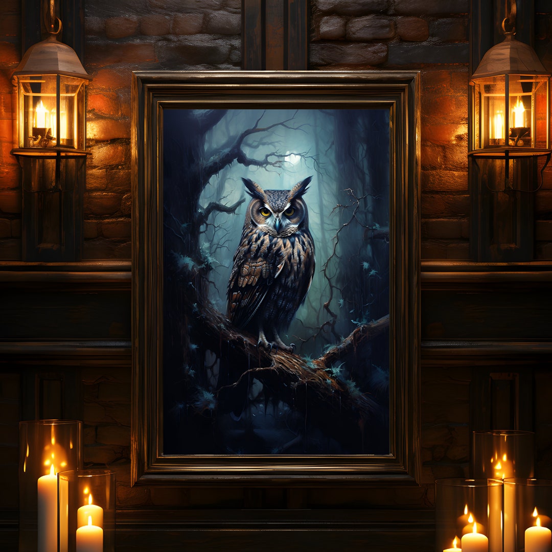 Gothic Owl Print, Bird of Prey Poster, Goth Home Decor, Dark Academia ...