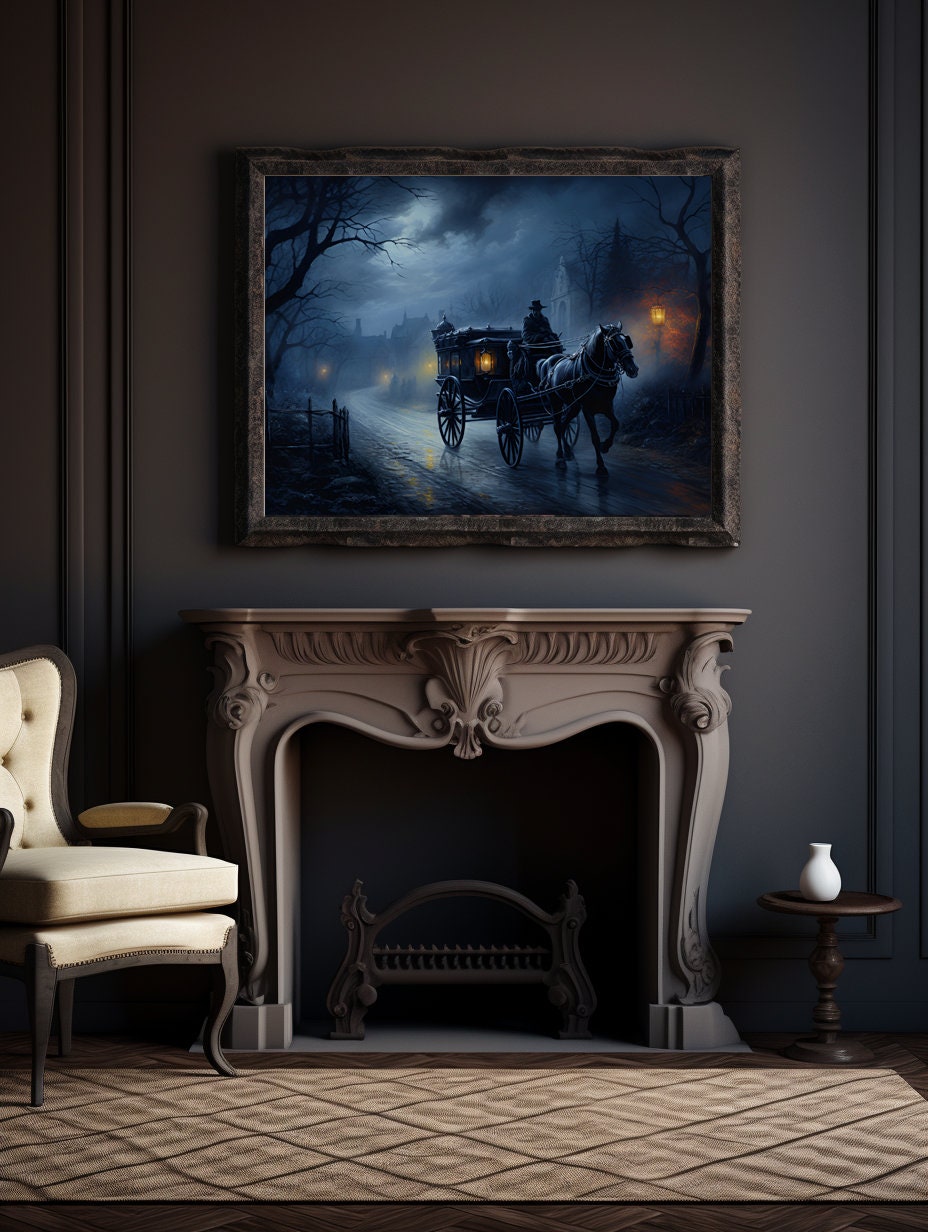 Horse Drawn Carriage, Victorian Carriage Print, Gothic Poster, Oil ...