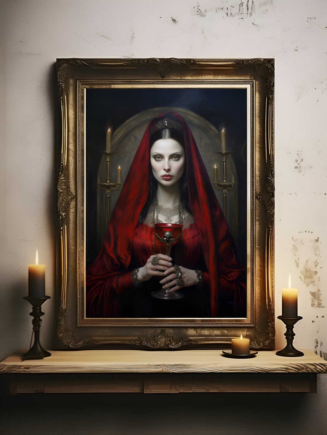 Countess Elizabeth Bathory, Vintage Oil Painting, Gothic Wall Art, Dark ...