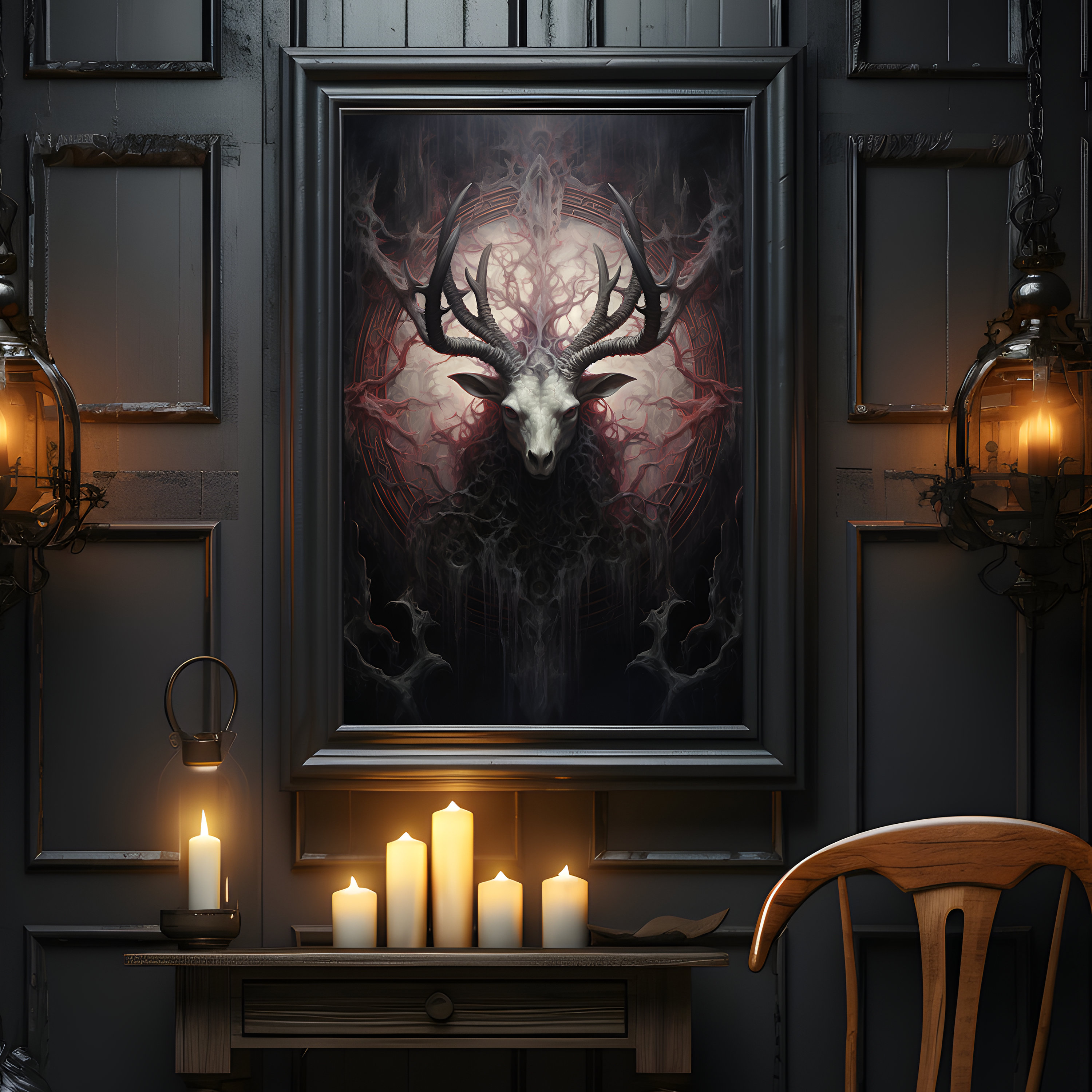 Baphomet Poster, Occult Print, Macabre Wall Art, Oil Painting Print ...