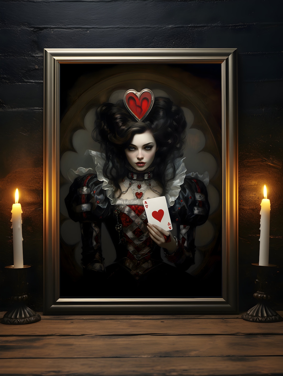 Gothic Queen of Hearts, Gothic Art Print, Dark Poster Art, Dark Fairy ...