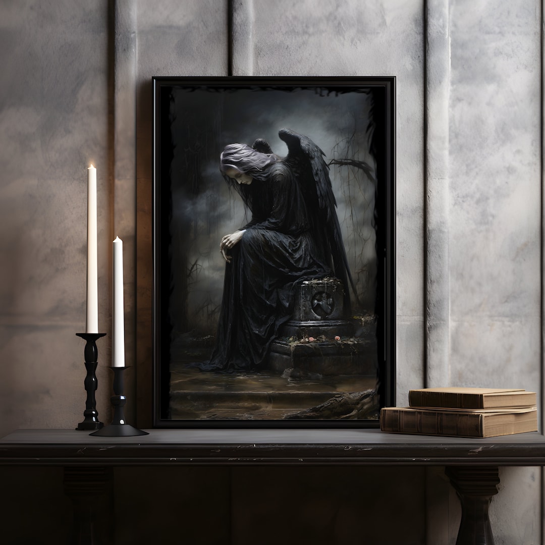 Angel of Sorrow, Sad Angel, Gothic Angel Print, Gothic Home Decor, Dark ...