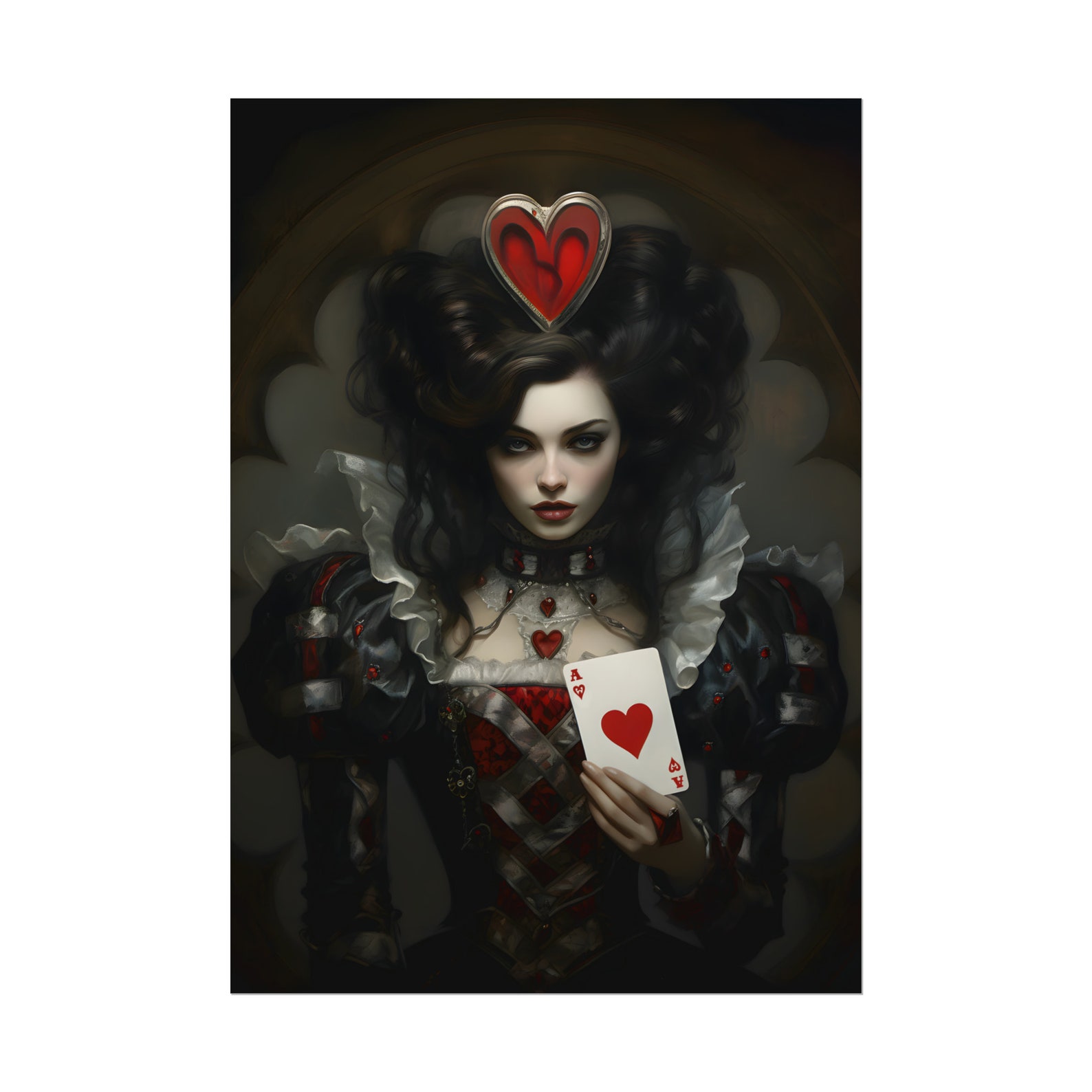 Gothic Queen of Hearts, Gothic Art Print, Dark Poster Art, Dark Fairy ...