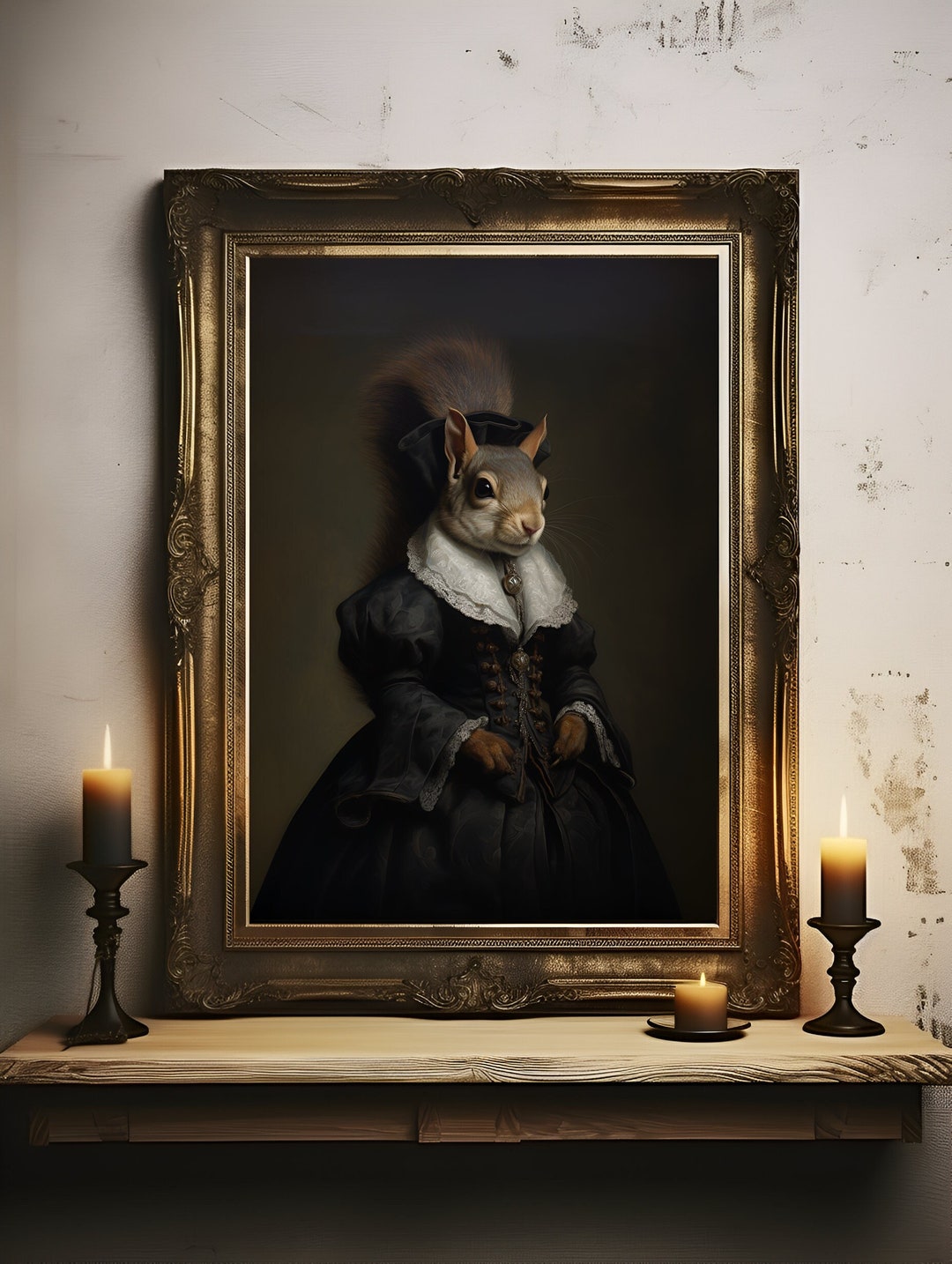 Cute Squirrel Painting, Victorian Animal Portrait, Gothic Home Decor ...