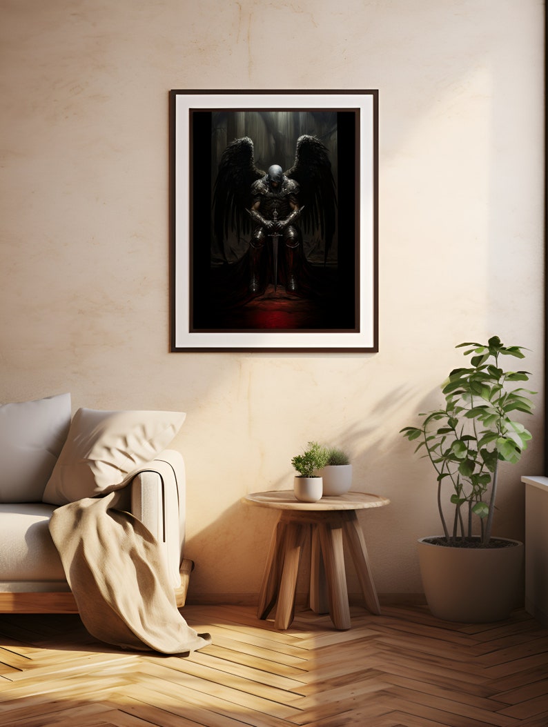 Gothic Warrior Angel Print, Dark Academia Poster, Gothic Oil Painting ...