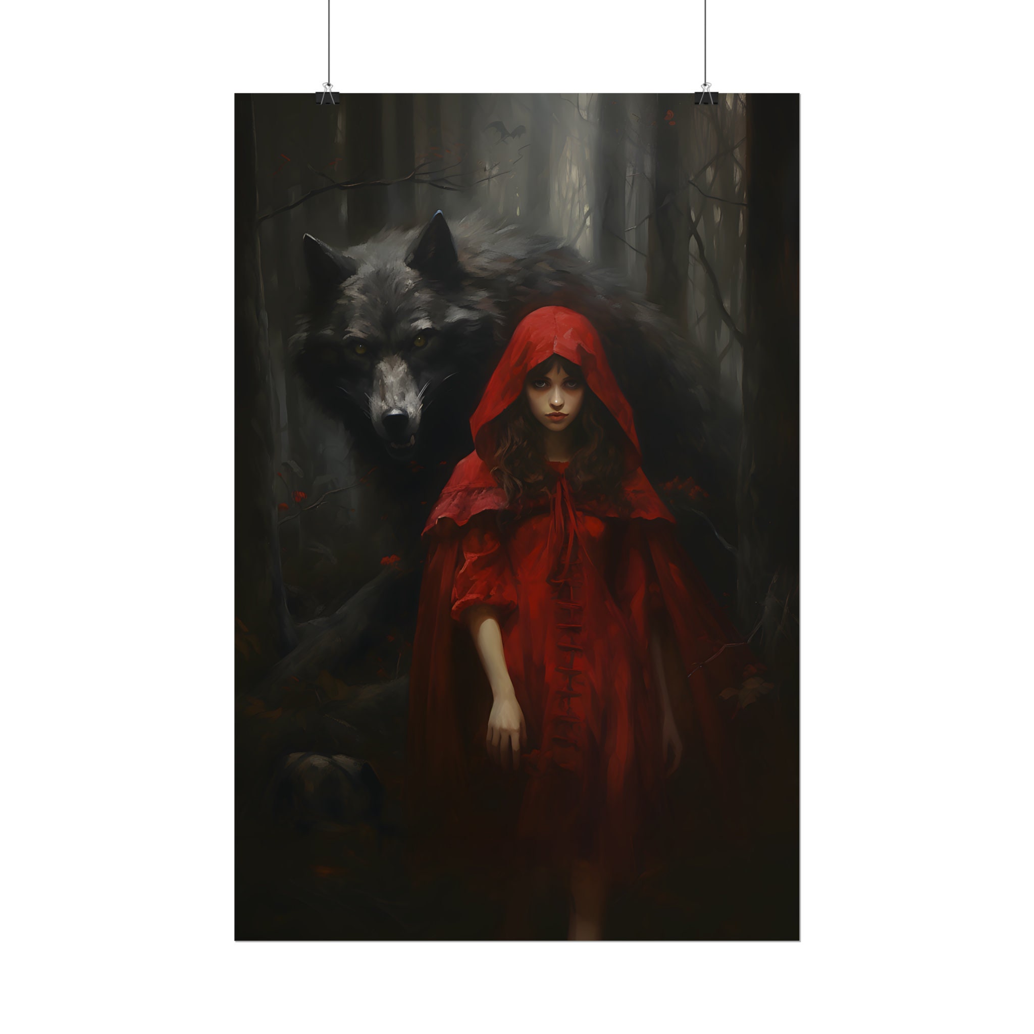 Little Red Riding Hood, Big Bad Wolf Poster, Fairy Tale Wall Art, Brothers Grimm, Vintage Art ...