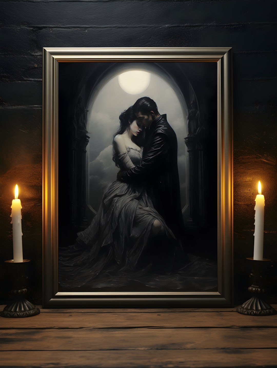 Lunar Love, Gothic Romance Poster, Art Poster Print, Gothic Home Decor ...