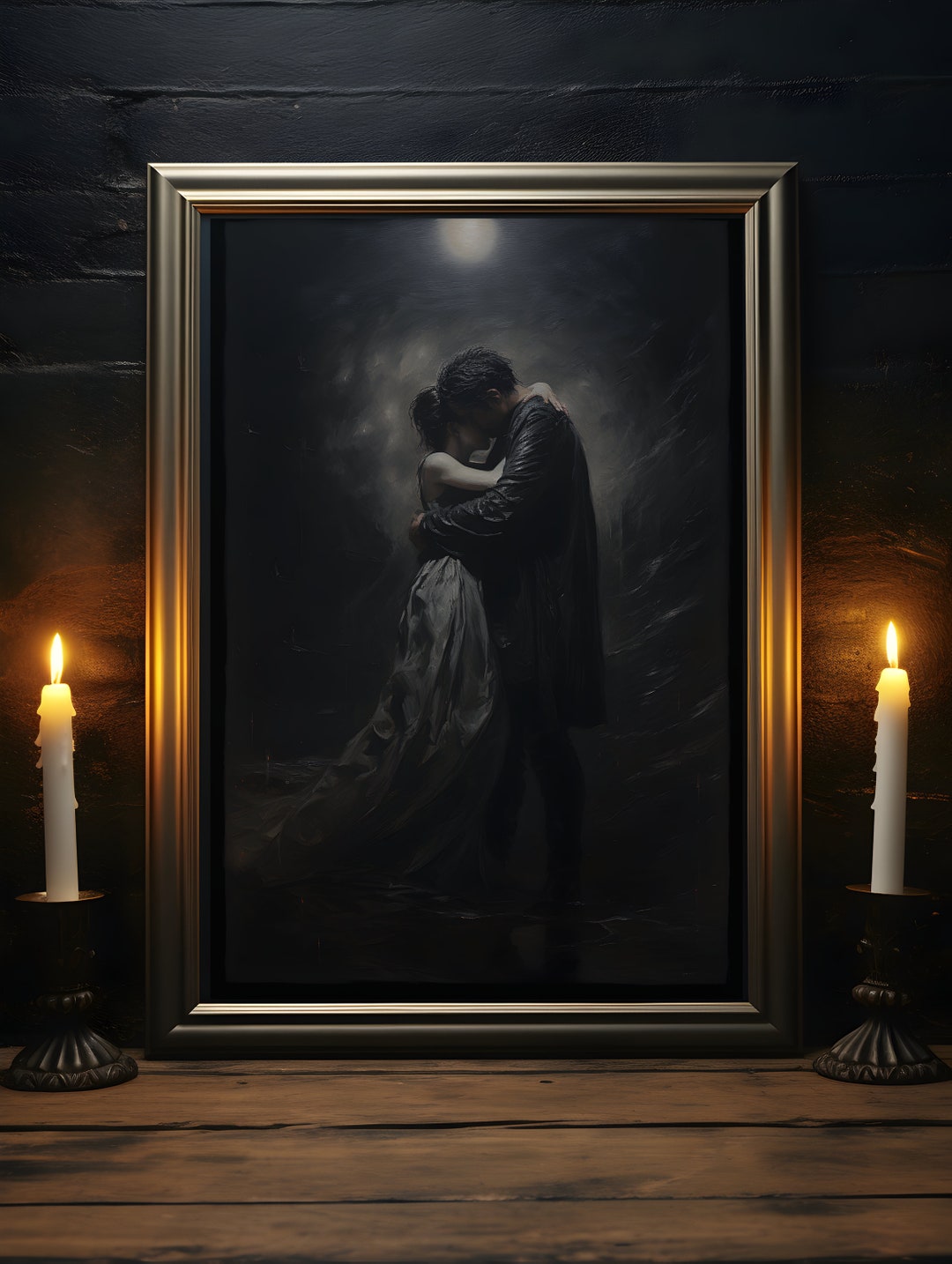 Moonlight Embrace Print, Gothic Romance Poster, Art Poster Print ...