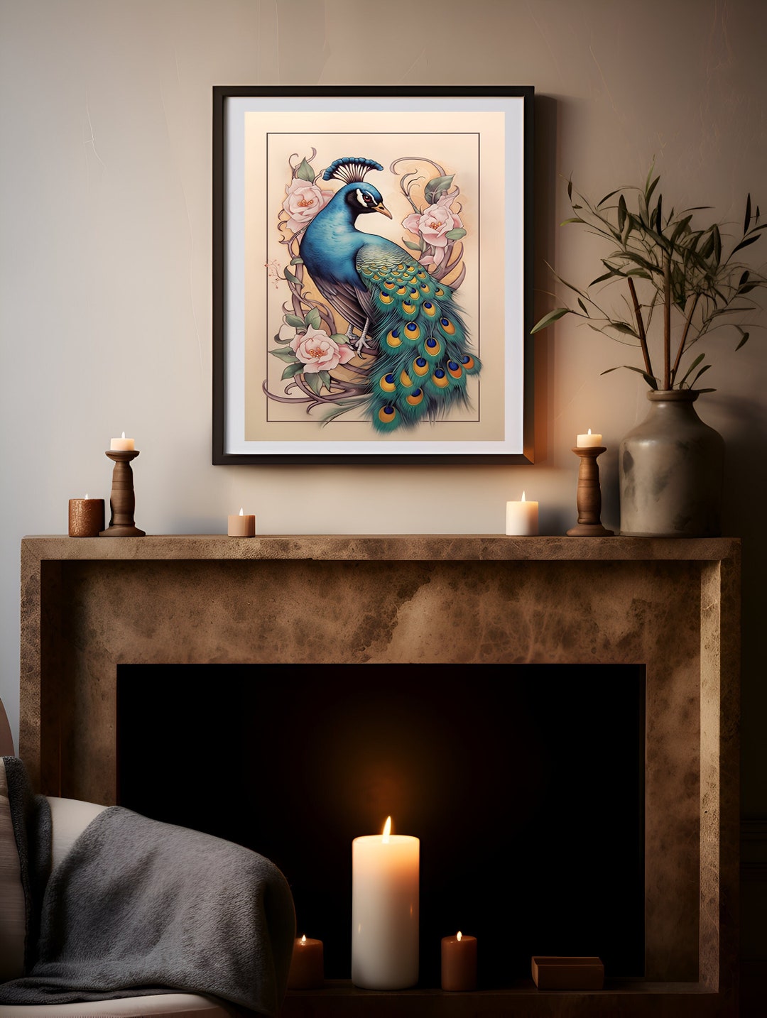 Art Nouveau Peacock Print, Elegant Bird Poster, Housewarming Gift ...