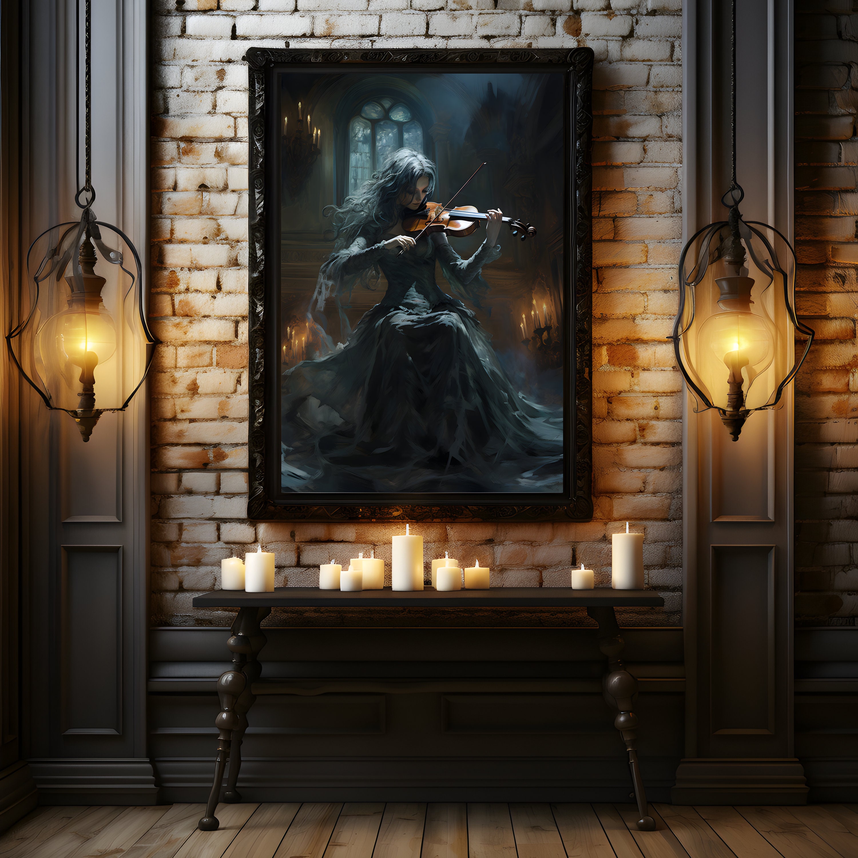 Violin Playing Poster, Gothic Painting, Gift for Violinist, Dark Wall ...