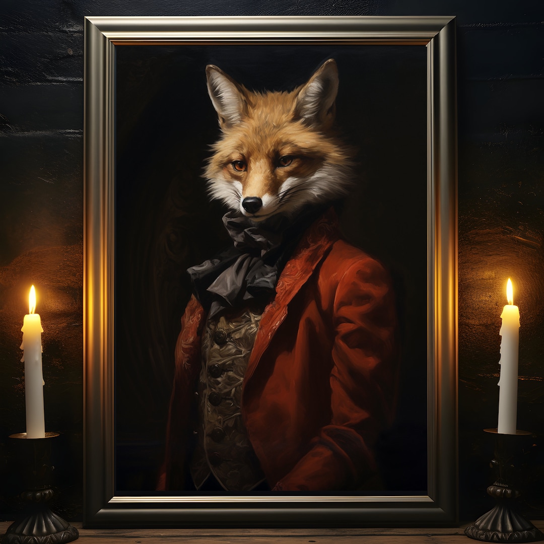 Mr Fox, Whimsical Fox, Quirky Animal Art, Animal Portrait, Fox Art ...