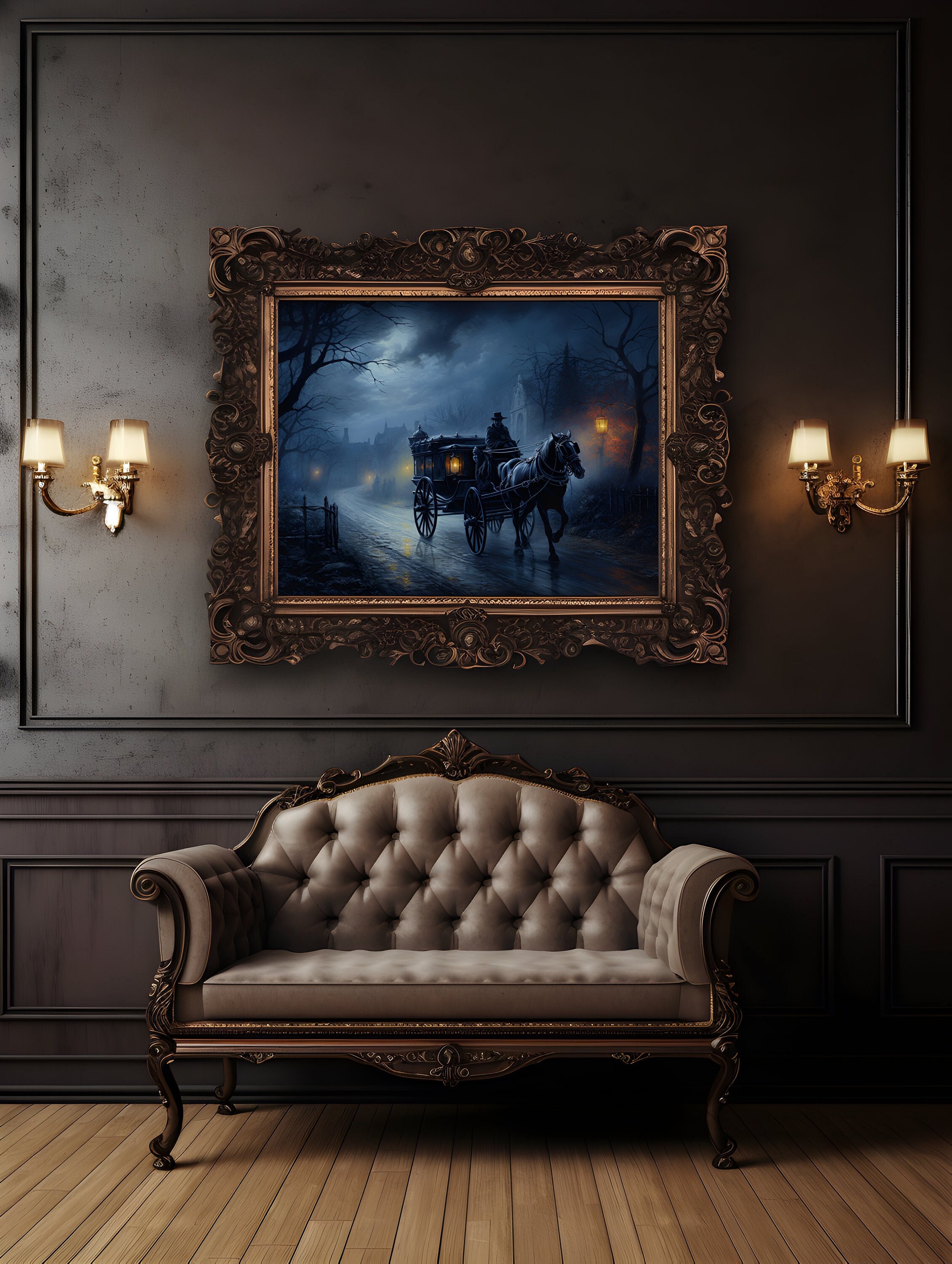 Horse Drawn Carriage, Victorian Carriage Print, Gothic Poster, Oil ...