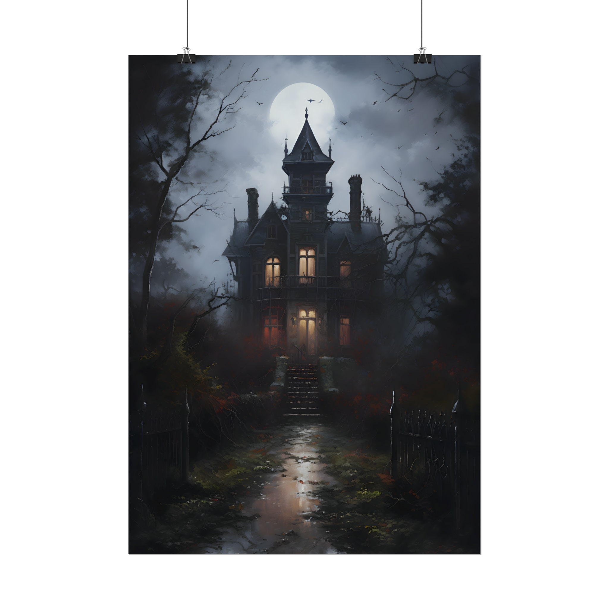 A Gothic Abode, Haunted House Print, Gothic House Poster, Gothic Art ...