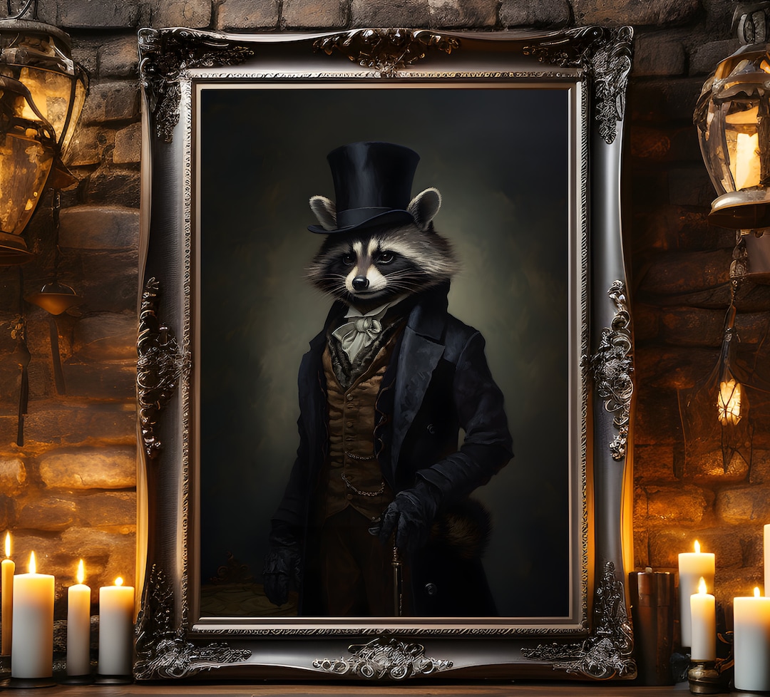 Mr Racoon, Animal in Clothes, Quirky Animal Art, Animal Portrait ...