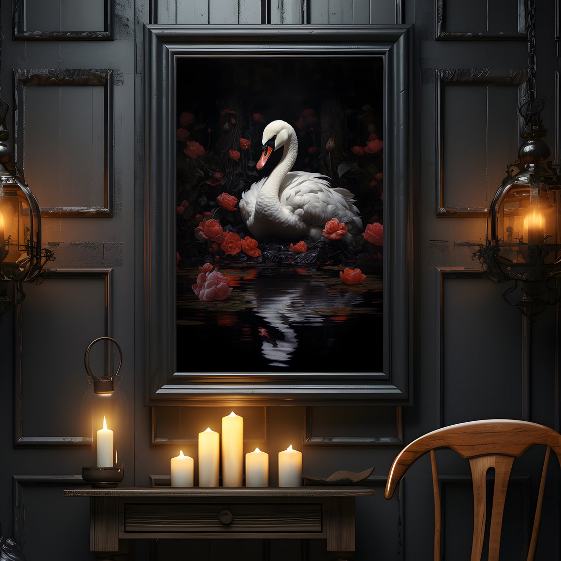 Majestic Swan Serenity, Swan Art, Swan Painting, Swan Lover Gift, Swan ...