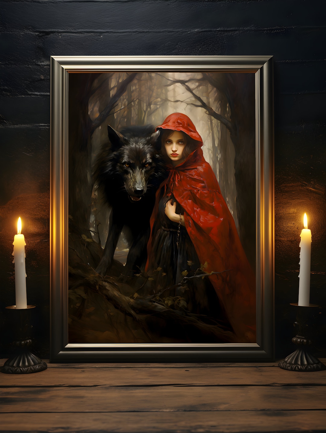 Little Red Riding Hood Print, Big Bad Wolf, Red Riding Hood Poster ...