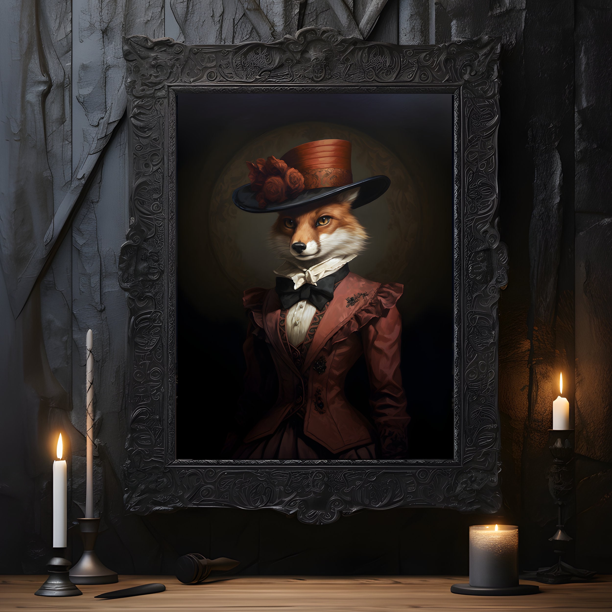 Foxy Lady, Whimsical Fox, Quirky Animal Art, Animal Portrait, Fox Art ...