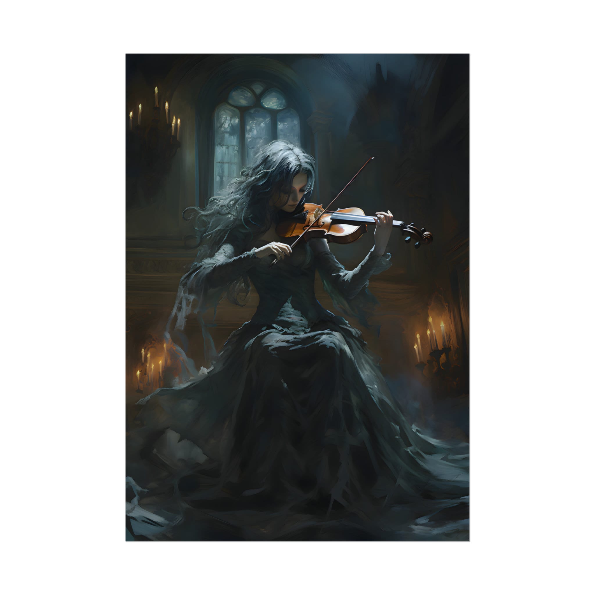 Violin Playing Poster, Gothic Painting, Gift for Violinist, Dark Wall ...