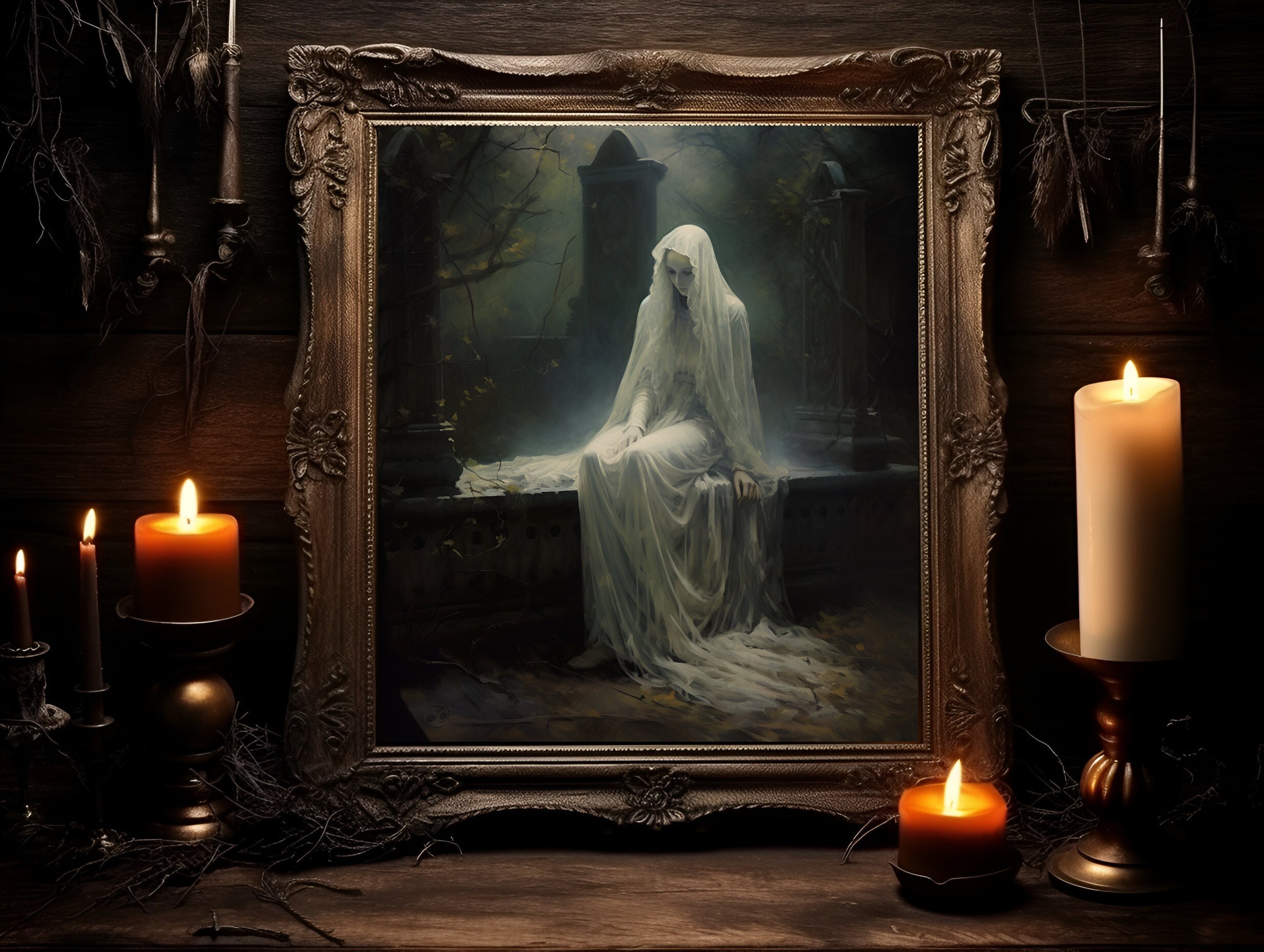 Long Forgotten, Gothic Art, Dark Print, Gothic Gift, Ghost Painting ...