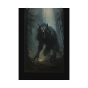 Werewolf Art Print, Wolf Poster, Gothic Home Decor, Oil Painting Print ...